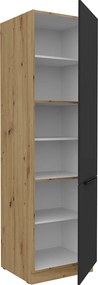 ARIA ac | vysoká skříňka 60 DK-210 2F potravinová s policemi | 60 cm | ANTI FINGERPRINT povrch | artisan/černá
