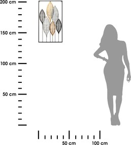Kovová dekorace na zeď Leafs 37x65 cm
