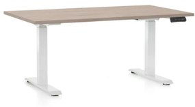 Výškově nastavitelný stůl OfficeTech D, 120 x 80 cm, bílá podnož, dub