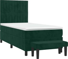 Box spring postel s matrací tmavě zelená 90x200 cm samet 3137944