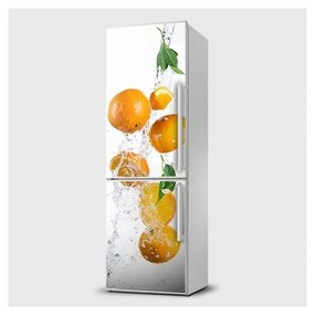 E-shop24, Pi51SL1007, Rozměr 65x180 cm, Fototapeta samolepící na lednice - Pomeranče ve vodě