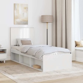 Rám postele s čelo Bílá 75 x 190 cm Masivní borové dřevo 3411073