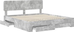 Rám postele s čelo Betonově šedá 200 x 200 cm Kompozitní dřevo 3412335