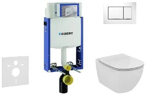 Geberit Kombifix - Set předstěnové instalace, klozetu a sedátka Ideal Standard Tesi, tlačítka Sigma20, Aquablade, SoftClose, bílá/lesklý chrom 110.302.00.5 NU5
