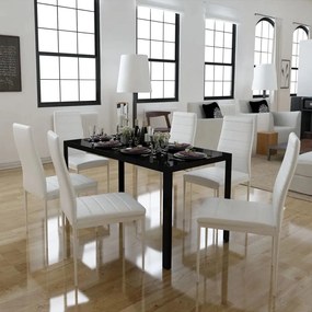 Sedmidílný jídelní set se stolem černá a bílá - Default Title