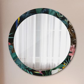 Kulaté dekorativní zrcadlo na zeď Les v džungli fi 90 cm
