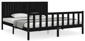 vidaXL Rám postele s čelem černý Super King masivní dřevo