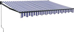 Zatahovací markýza modrá a bílá 3 x 2,5 m textil a hliník 3154446