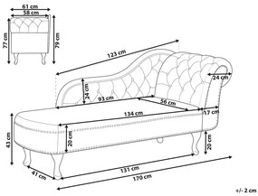 Šedá pohodlná sametová lenoška Chesterfield - pravá NIMES Beliani