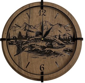 Li-Go "Pstruh" Dřevěné hodiny 32 cm provedení povrchu: dub světlý
