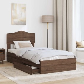 Postel s úložným prostorem se zásuvkou Hnědý dub 70 x 190 cm 3413151