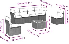 7dílná zahradní sedací souprava s poduškami šedá polyratan 3255885