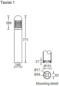 LGM TU-10136-1-30-01 Venkovní sloupkové svítidlo TAURAS BOLLARDS 41W 3000K 962lm IP65 černá RAL9011 (LGM TU-10136-1-W30-01) - LIGMAN