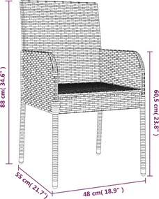 vidaXL Zahradní židle s poduškami 4 ks polyratan [319888] Barva: Šedá