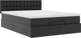 Osmanský postel s matracemi&amp;LED černá 140 x 190 cm umělá kůže 3312152