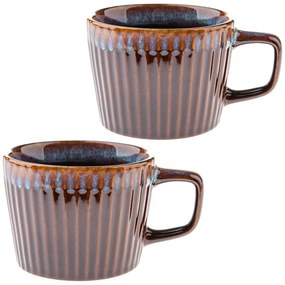 Modré/hnědé keramické hrnky v sadě 2 ks na cappuccino 190 ml Tone – Dakls