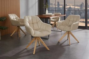 Designová otočná židle Vallerina béžový samet / dub