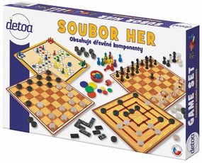 Soubor her 7 společenská hra dřevo v krabici 37x22x4cm