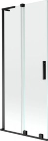 Mexen Velar L, 2-křídlová posuvná vanová zástěna 85 x 150 cm, 8mm čiré sklo, černá matná, 896-085-003-01-70