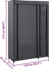 Skládací šatní skříň šedá 110 x 45 x 175 cm textil 282423