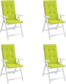 Podušky na židli vysoké opěradlo 4 ks jasně zelené 120x50x3 cm 314120