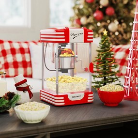 Costway Retro stroj na popcorn 300 W Stroj na popcorn ve stylu Cinema s hřejivým