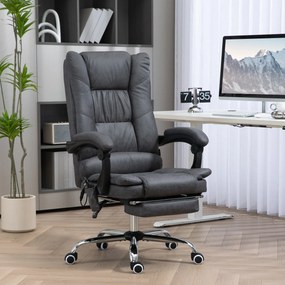 Vinsetto Kancelářská Židle s Vzduchovým Masážním Ergonomickým Designem, S Hřejivým Bederním Polštářem, Funkcí Nákledu, Opěrkou na Nohy, Výškově Nasta…