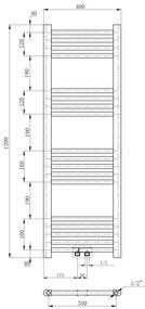 Erga Simple, topné těleso 1200x400 mm, 412 W, černá, ERG-LAV-SIMP-12040-BK