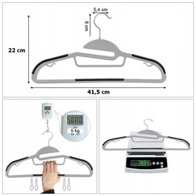 Věšáky na oblečení FLEXI šedé / černé (10 ks)