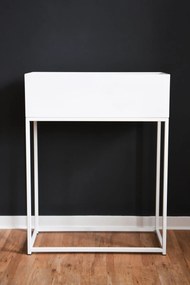 Moderní květináč/box na nožkách STYLE, ocel, šířka 60 cm, bílý mat