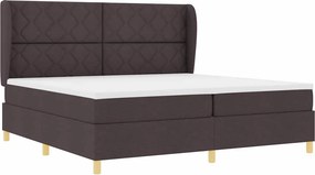 Postel s boxspringem s čelo Tmavě hnědá 200 x 200 cm textil 3340840