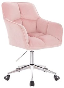 LuxuryForm DESIGN Otočné křeslo AMALFI VELUR na stříbrné podstavě s kolečky - růžové