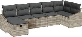 Set pohovek 7 ks Světle šedá polyratan 3359301