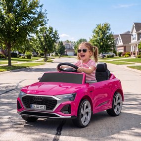 AIYAPLAY Dětské elektroauto 12V, dětské auto s dálkovým ovládáním, 2 motory, plynulý rozjezd, 4-kolová zavěšení, LED přední světla, klakson, hudba