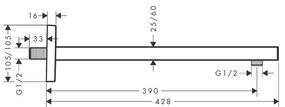 HANSGROHE Hansgrohe, sprchové rameno 390 mm, chrom, HAN-27694000