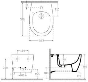 Isvea SENTIMENTI bidet závěsný, 36x51cm, bílá - 10AR41010SV