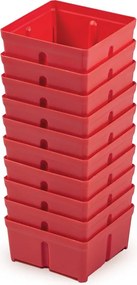 Sada 10 plastových boxů na nářadí TIGER BOX 10,5x10,5x5 cm červená