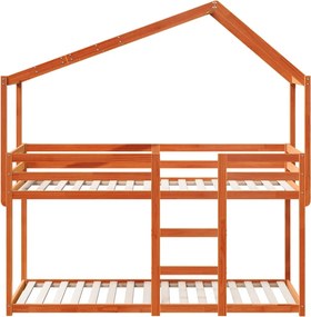 Patrová postel se střechou voskově hnědá 90x190 cm borové dřevo 3282046