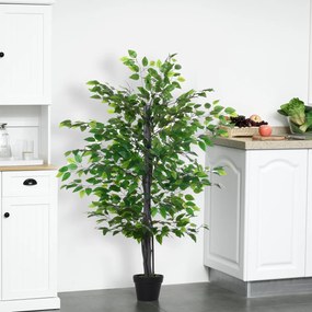 Outsunny Umělý strom Banyan Dekorace z masivního dřeva v přírodním stylu, umělý strom do obývacího pokoje, 20x145cm| Aosom
