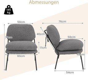 Costway Armless Accent Chair s Teddy Fleece potahem a křeslem pro volný čas