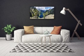 Obraz na plátně Hory Údolí Jezera Vrcholy 140x70 cm