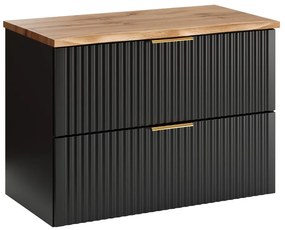 Závěsná skříňka Casad Nature s deskou 80 cm černá/dub wotan