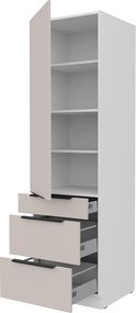 COMO | vysoká skříňka 60 DKS-210 3S1F potravinová | UNI DVÍŘKA | 60 cm | PREMIUM BOX | bílá/kašmír