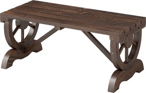 Dřevěná zahradní lavice Outsunny, odolná proti povětrnostním vlivům, rustikální design, přírodní 98 x 50 x 39,5 cm | Aosom