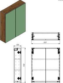 Lavedo Lotta Wotan Oak 60 – galerka (zrcadlová skříňka), smontovaná, závěsná | Lavedo by Aplomo