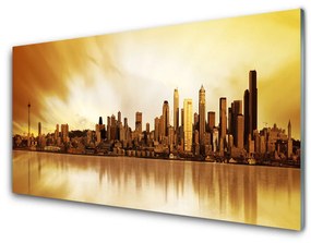 akrylový obraz Město Domy 125x50 cm
