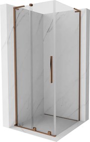 Mexen Velar L, sprchový kout s posuvnými dveřmi 100 x 100 cm, 8mm čiré sklo, růžové zlato, 871-100-100-03-60