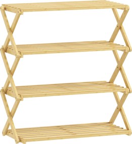 HOMCOM Botník se 4 úrovněmi, stojan na boty z bambusu, pro až 12 párů bot, do předsíně, chodby, 60 x 29 x 67 cm, přírodní
