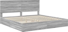Postel s úložným prostorem se zásuvkou Šedá Sonoma 200 x 200 cm 3411178