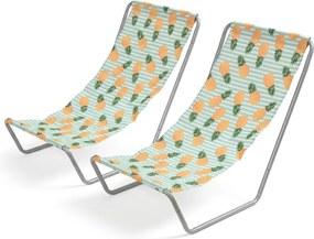 Sada 2 ks skládacích plážových lehátek SAND PINEAPPLE, barevné